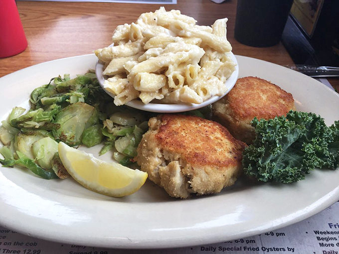 These crab cakes aren't just food; they're discs of golden perfection that make you wonder why you ever ordered anything else.
