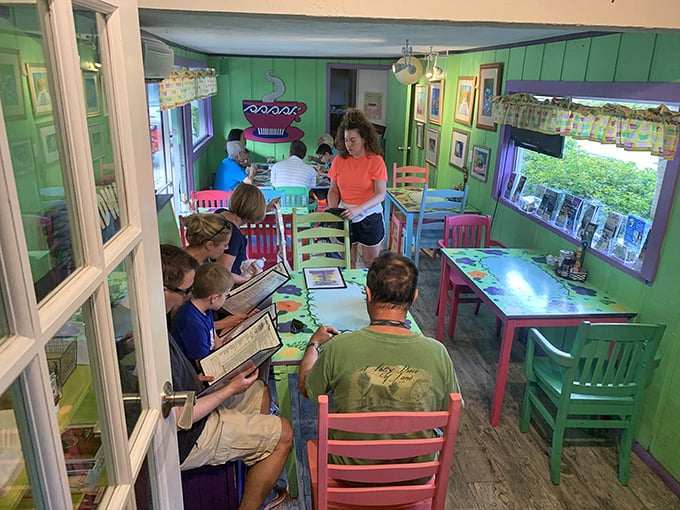 When the cafe fills with hungry patrons, those colorful chairs become the most coveted real estate in the Florida Keys.