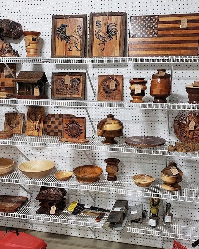 Handcrafted wooden bowls and rooster art showcase Americana craftsmanship that Instagram filters try desperately to replicate but never quite capture.