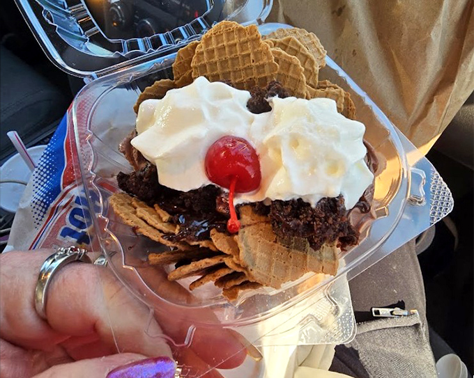 A sundae that understands the importance of proper whipped cream-to-ice cream ratios and the non-negotiable cherry on top.