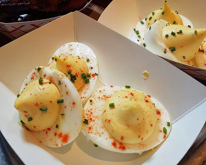 Deviled eggs elevated to art form. These aren't your grandmother's picnic staples&mdash;unless your grandmother was secretly a culinary genius.