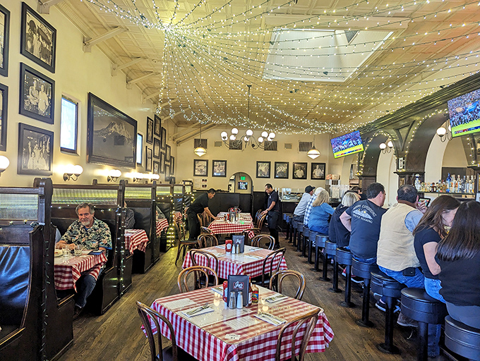 A typical afternoon at Joe's—where locals and visitors share space at tables that have hosted first dates, business deals, and family celebrations for generations.