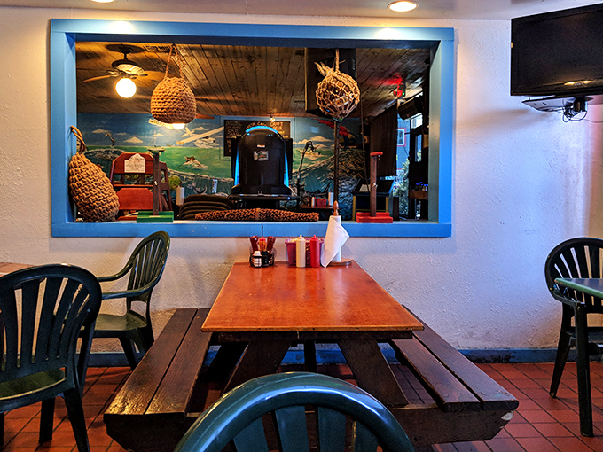 Simple tables and chairs say, "We put our energy into the food, not the furniture." And that's exactly as it should be.