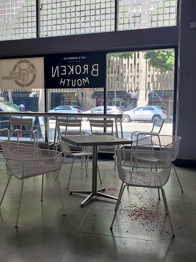 Minimalist seating that says, "We know you're here for the food, not the furniture." The real luxury is what arrives on your plate.