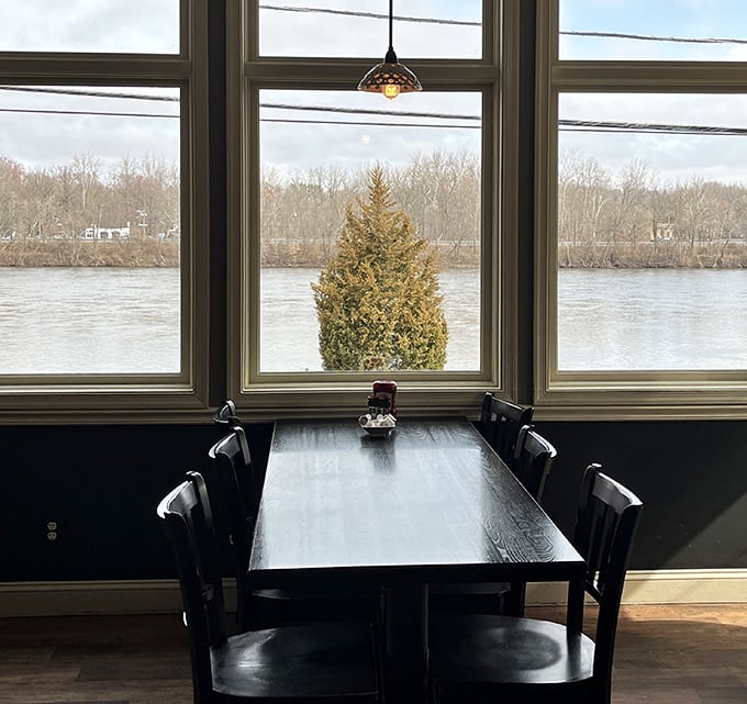 A table with a view that rivals the food for attention. The Delaware River provides a serene backdrop that somehow makes everything taste even better.