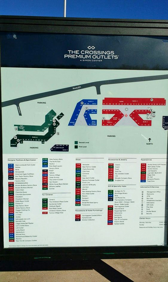 The outlet map: equal parts treasure map and strategic battle plan. Study it like you're planning a heist, not just a day of casual shopping.