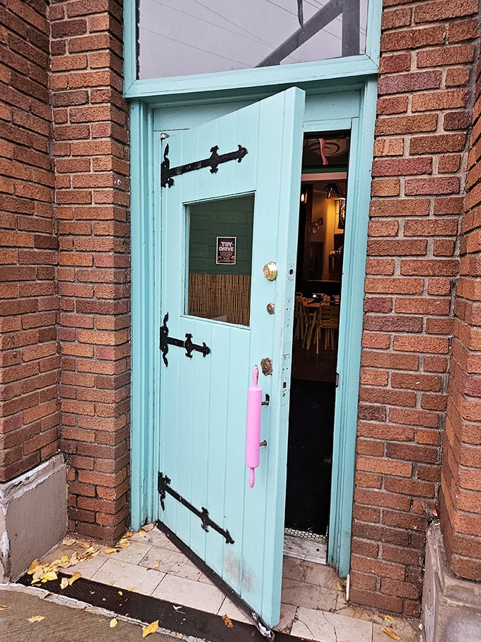 The turquoise door with black hardware isn't just an entrance&mdash;it's an invitation to step into a world where calories don't count.