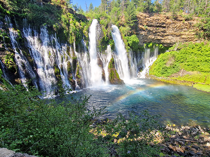 Summer's full flow transforms these falls into California's most reliable natural air conditioning system.