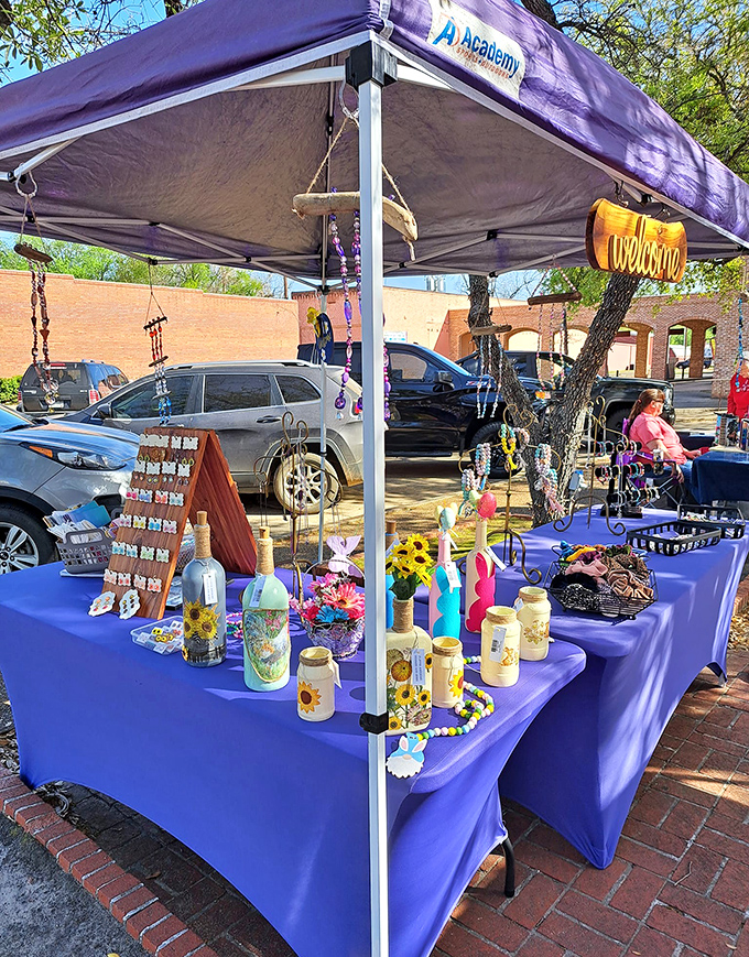 This market display shows Jefferson's artistic side &ndash; where even everyday items become conversation pieces through the magic of local craftsmanship.