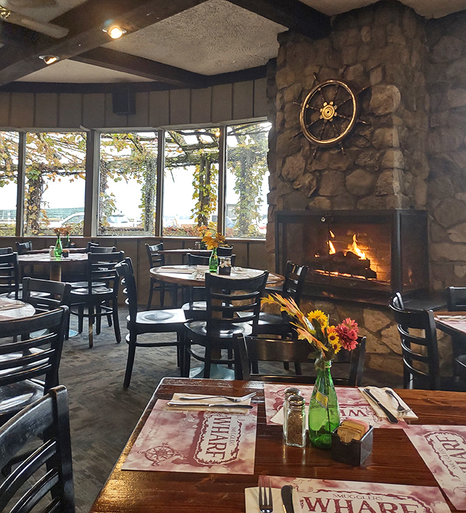 Nothing says "treat yourself" like seafood by firelight&mdash;this stone hearth keeps Erie winters at bay while you dive into ocean treasures.