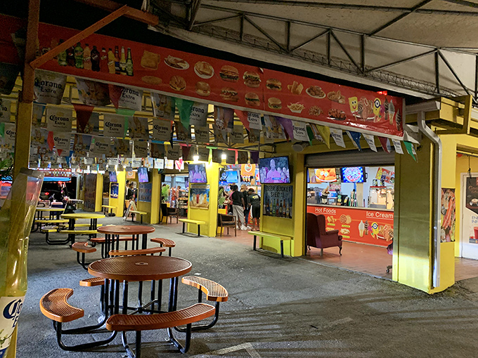 A food court that's more authentic than any mall offering. These picnic tables have witnessed countless deals sealed over Cuban sandwiches.