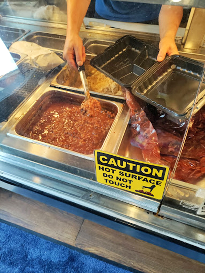 Behind every great barbecue is a serving line that should come with a warning sign. Oh wait, it actually does!