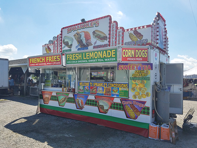 Sprankle's food stand: where "I'll just grab a quick snack" becomes a full-fledged feast of fair favorites that demand extra napkins.