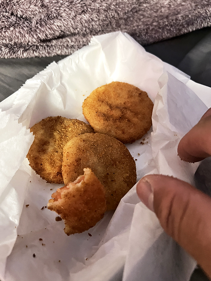 Crispy fried tomatoes that could make any Southerner nod in approval. A perfect companion to seafood or delightful on their own.