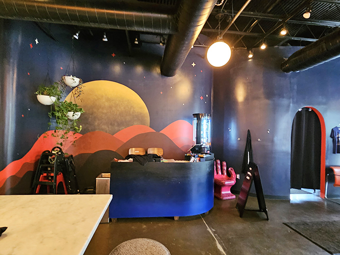 Space-age meets comfort food against this cosmic mural backdrop&mdash;proof that diners have evolved without losing their soul.