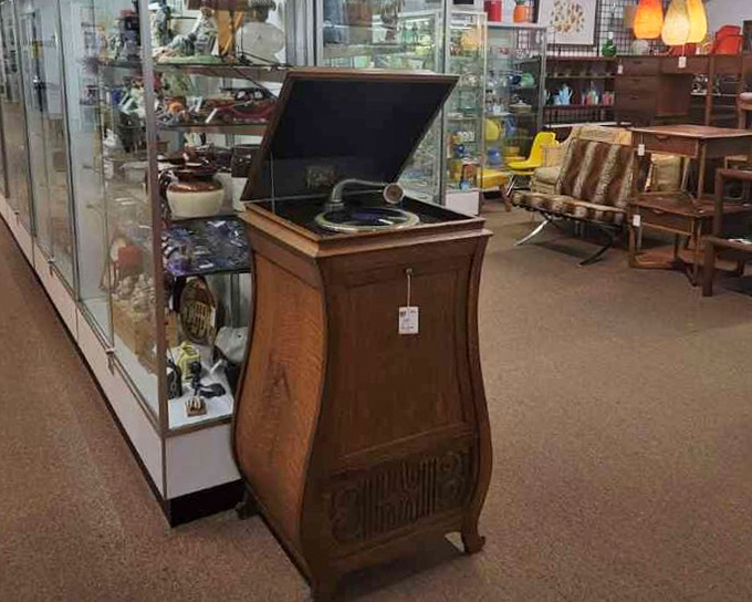 This isn't just a phonograph &ndash; it's a time machine waiting to transport you back to when music required a hand-crank and patience.