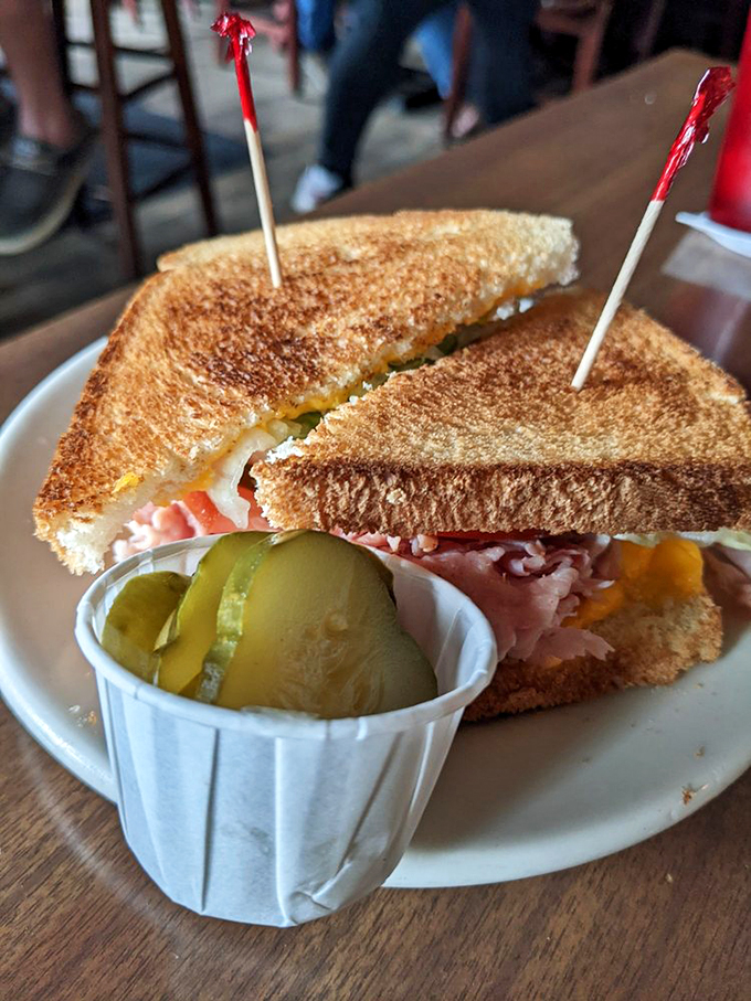 The perfect grilled cheese doesn't exi&mdash; Wait, I stand corrected. Golden-brown, perfectly toasted, with pickles on the side for that ideal tang counterpoint.