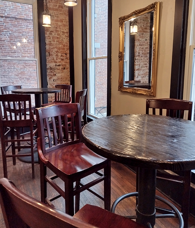 These tables have witnessed countless toasts, confessions, and desserts split "just to taste." The mirror reflects more than diners&mdash;it captures moments.