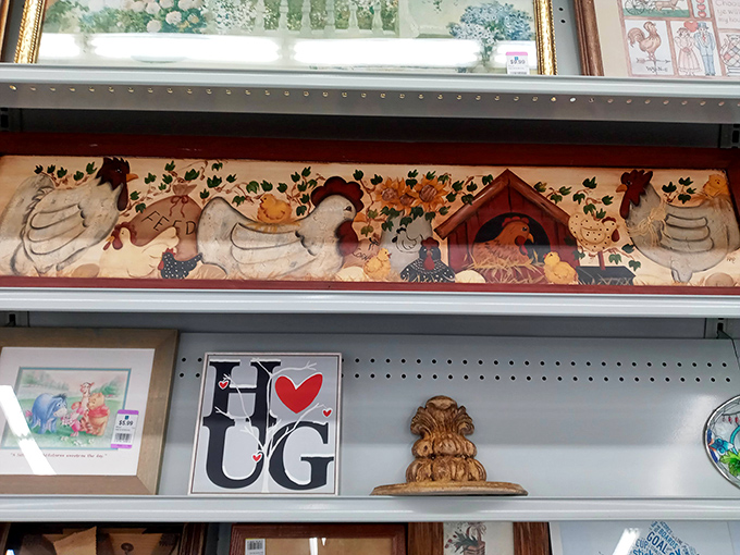 The home decor section: where that chicken-themed wall hanging you never knew you needed patiently waits for your cart.