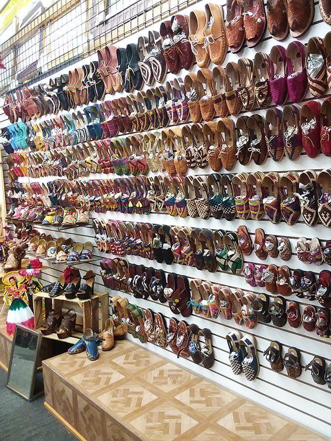 The wall of huaraches and sandals offers footwear solutions for everything from beach days to casual Fridays.