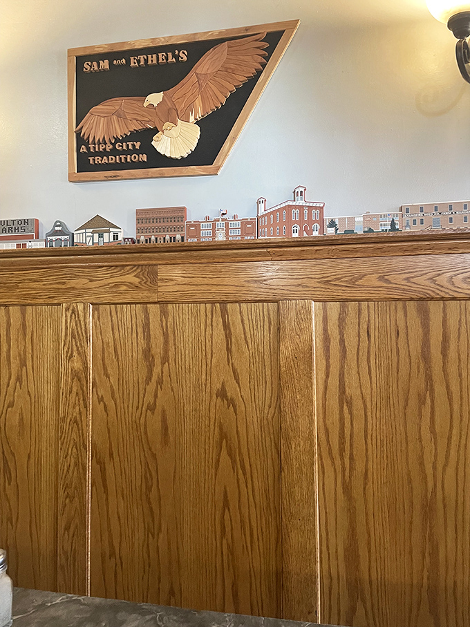 "A Tipp City Tradition" proclaims the eagle sign, watching over diners like a patriotic guardian of good eating.