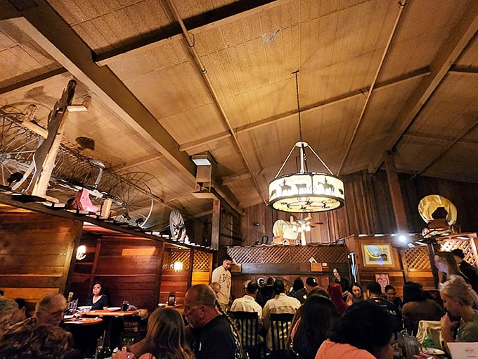 Wooden walls, Western artifacts, and a ceiling that soars&mdash;this isn't d&eacute;cor, it's a time machine to the Old West.