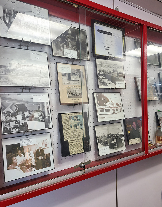 The wall of memories tells stories that menus can't&mdash;a community's history preserved alongside its favorite recipes.