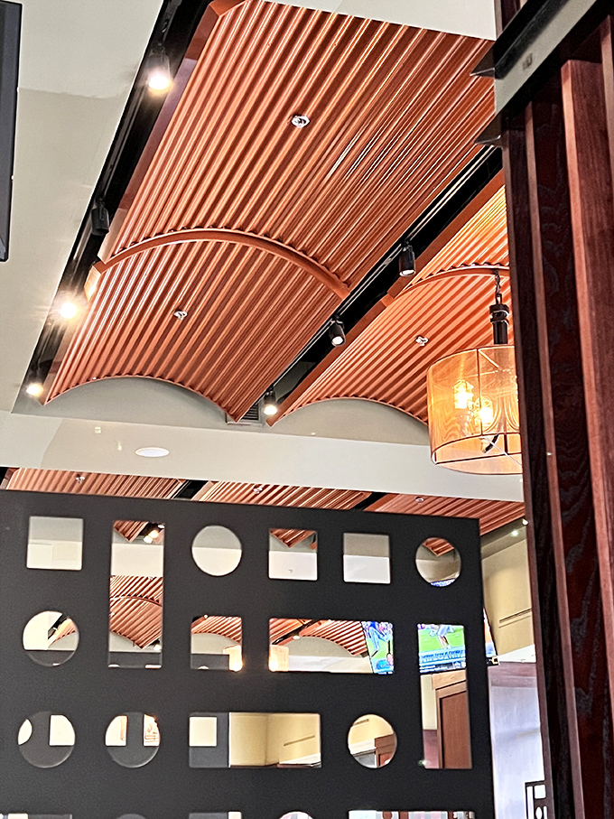 Those copper ceilings aren't just gorgeous&mdash;they're conversation starters. Architectural details that make you look up from your food (briefly).