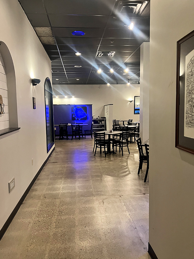 The hallway to happiness, where simple d&eacute;cor and comfortable seating create the perfect backdrop for memorable meals with friends.