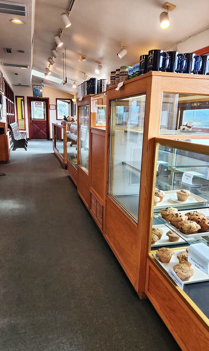The pastry case corridor&mdash;where willpower goes to die and "I'll just have one bite" becomes a laughable concept.