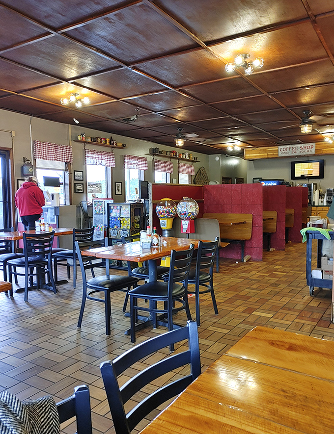 Another angle reveals more cozy corners where locals gather to solve the world's problems over perfect omelets.