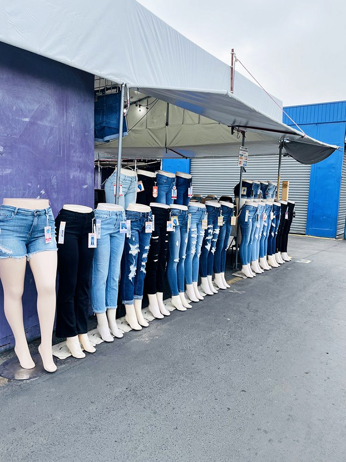Denim democracy in action&mdash;every style, size, and wash lined up like soldiers ready for their next mission.