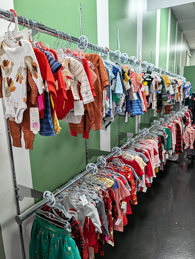 The children's clothing section: where smart parents outfit growing kids without growing their credit card debt. Adorable and affordable!