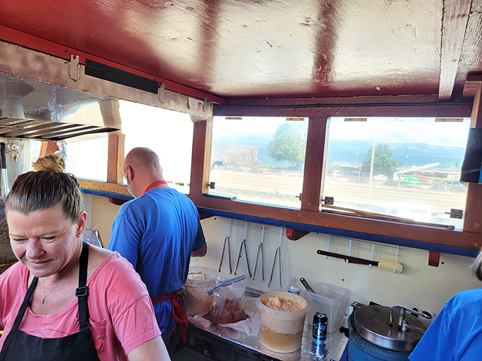 Inside the boat's belly, culinary magic happens daily &ndash; this is where dreams get their golden coating.