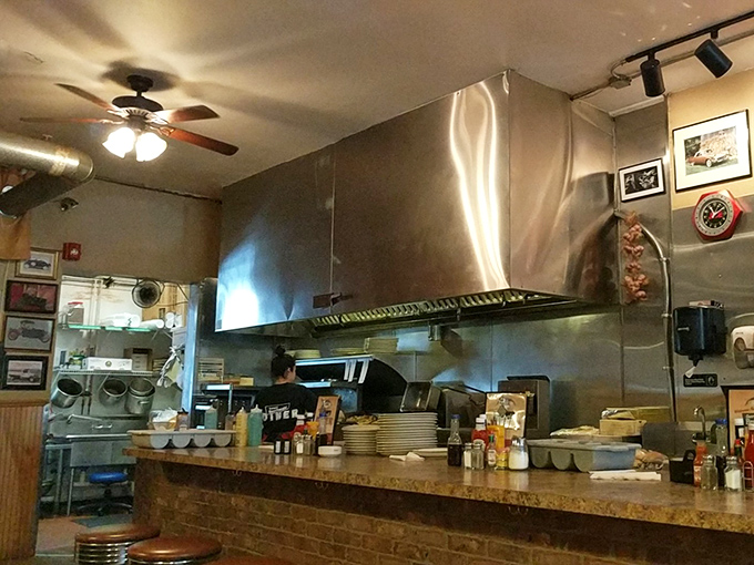 The kitchen where breakfast magic happens – efficient, experienced cooks turning out consistent perfection plate after plate.