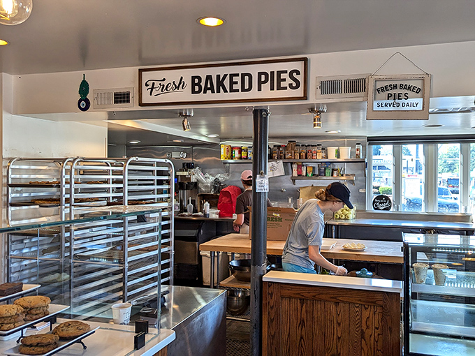 The open kitchen isn't just for show&mdash;it's theater where flour, butter, and sugar perform daily miracles under skilled hands.