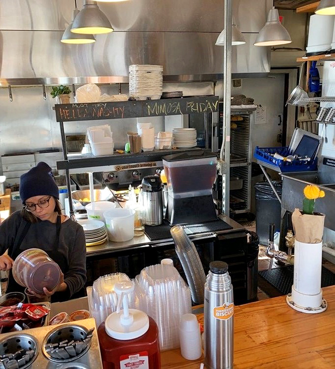 A glimpse into the kitchen reveals the organized chaos where biscuit dreams become delicious reality.