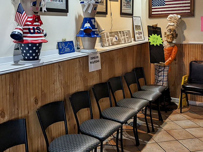 Even the waiting area feels welcoming, complete with patriotic touches that celebrate good old-fashioned American hospitality.