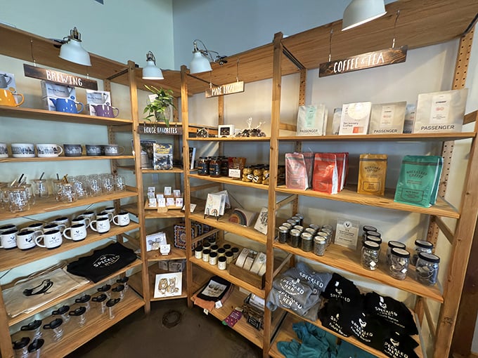 Coffee beans, brewing equipment, and branded merchandise &ndash; the gift shop for those who want to take a piece of breakfast heaven home.