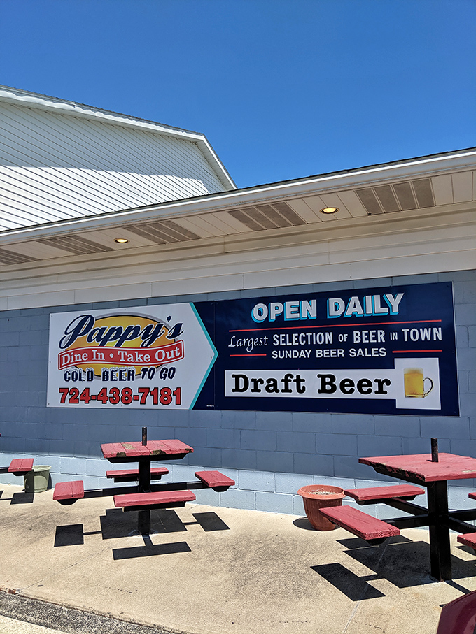 Outside seating where you can enjoy your meal with a side of fresh air and the proud proclamation of having the largest beer selection in town.