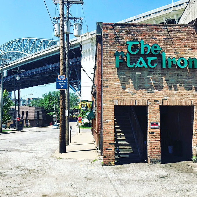 The historic brick exterior whispers stories of countless satisfied customers who've walked these sidewalks.