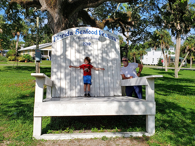When your town hosts Florida's oldest seafood festival, you build a photo op worthy of the bragging rights.
