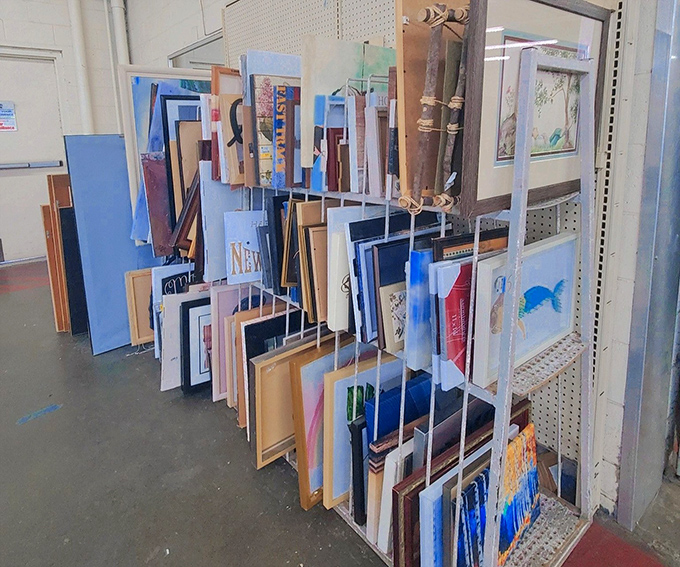 The art section: where forgotten masterpieces and hotel room leftovers mingle, waiting for someone to see their true potential. Frame included!