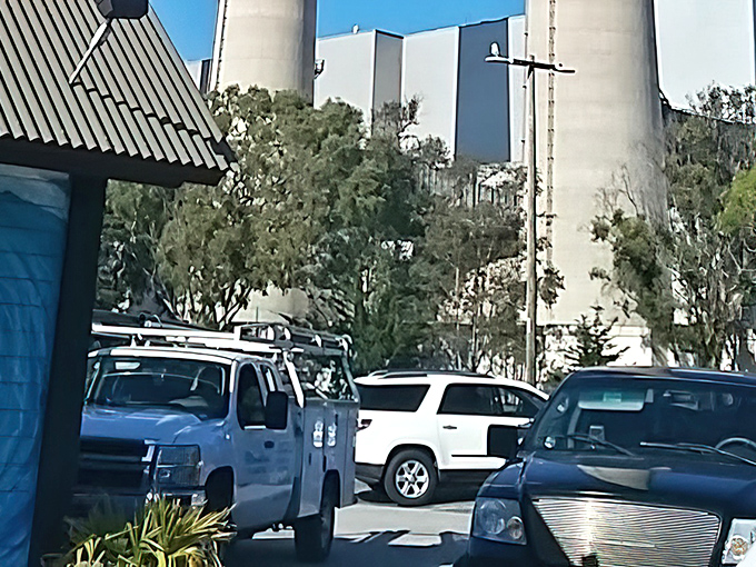 Even the parking lot offers views of Morro Bay's famous power plant stacks&mdash;a quirky landmark that somehow adds to the charm.