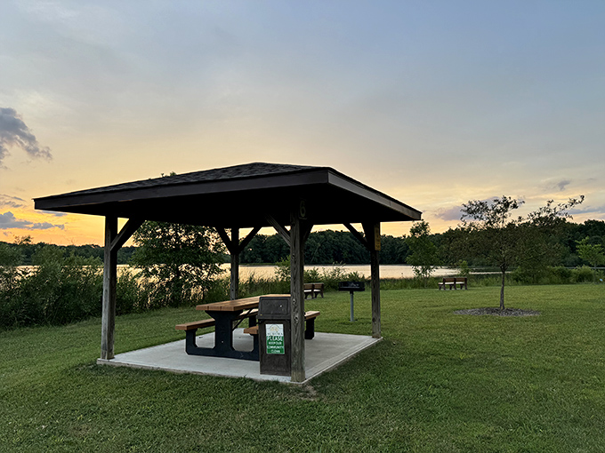 Sunset picnic perfection&mdash;this humble pavilion has hosted more meaningful conversations and family moments than any five-star restaurant.