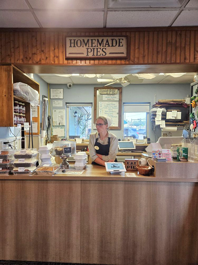 The pie counter&mdash;where life-changing decisions are made daily. "Just one slice" becomes the biggest lie you'll tell yourself today.