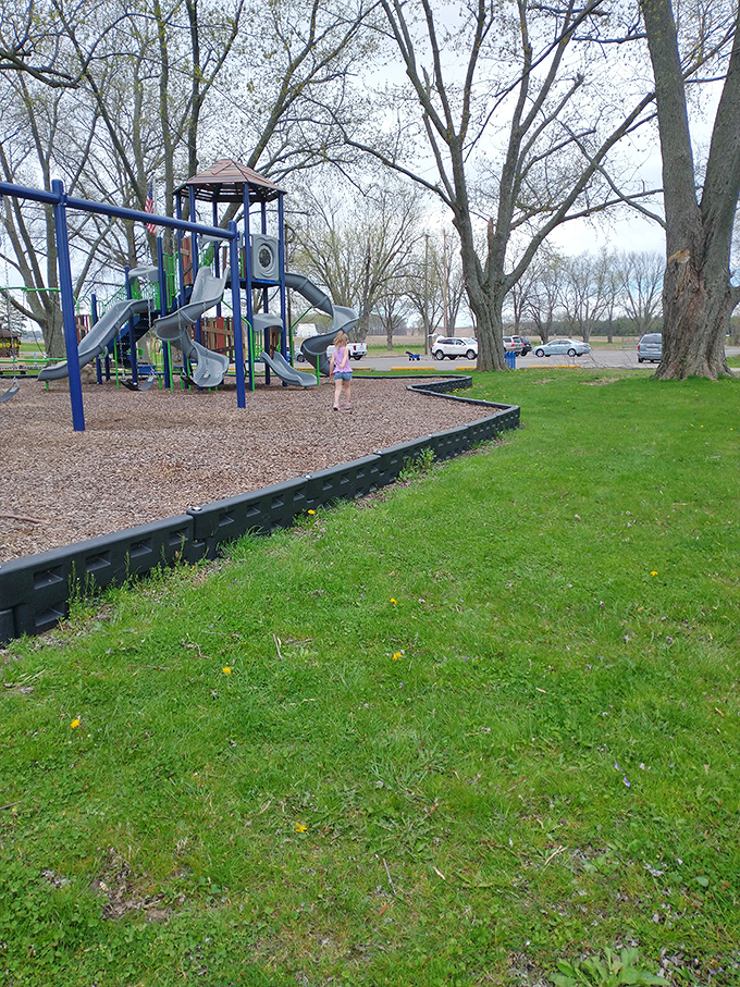 Childhood joy in primary colors. This playground has launched more imaginary adventures than NASA has actual rockets.
