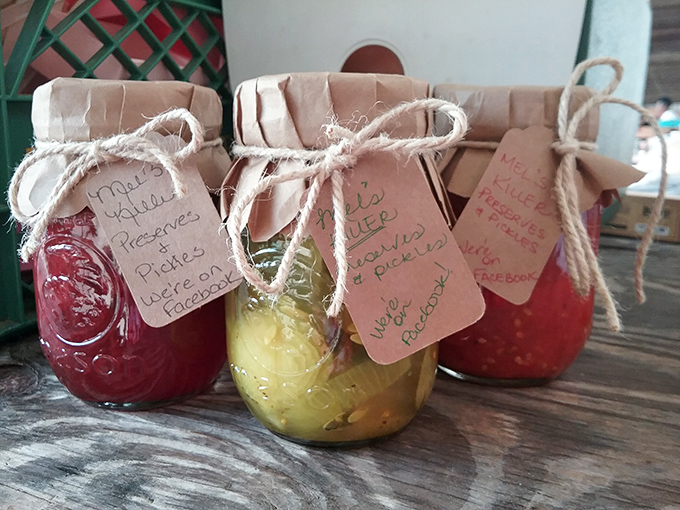 Homemade preserves with handwritten tags&mdash;the kind of authentic, small-batch finds that make flea markets the anti-Amazon experience.