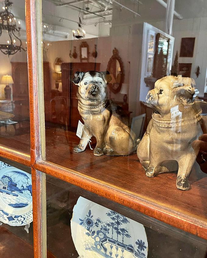 These ceramic pug figurines aren't just decorative—they're the aristocratic ancestors of today's Instagram-famous pets, frozen in time.