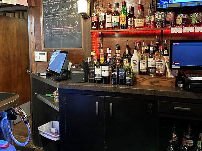 The command center of comfort food operations. That chalkboard menu suggests specials worth breaking your diet for.